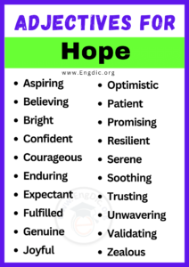 20+ Best Words to Describe Hope, Adjectives for Hope - EngDic
