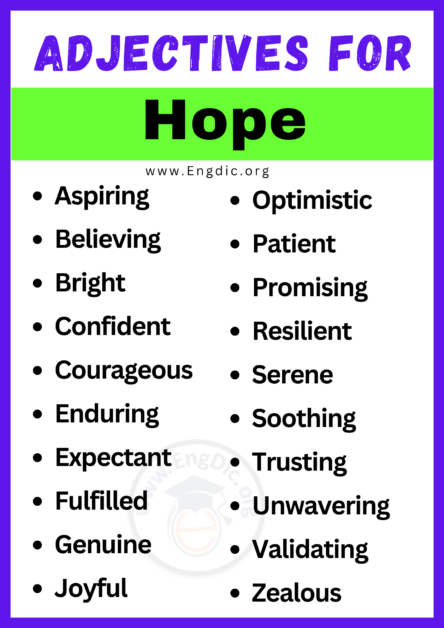 20+ Best Words to Describe Hope, Adjectives for Hope - EngDic