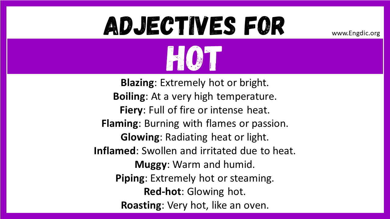 20+ Best Words to Describe Hot, Adjectives for Hot - EngDic