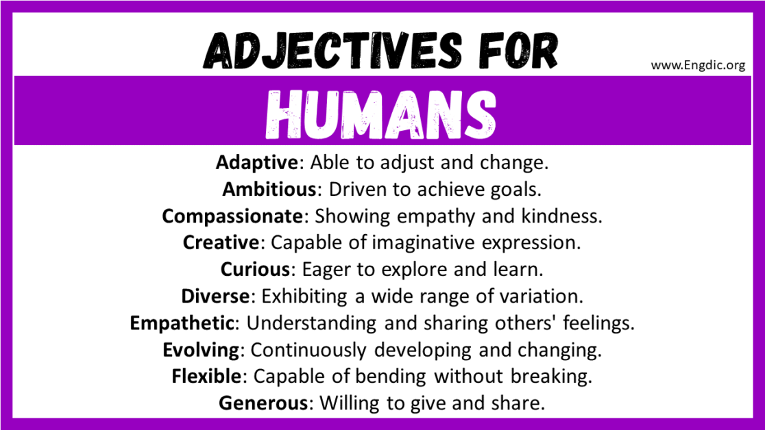 20+ Best Words to Describe Humans, Adjectives for Humans - EngDic