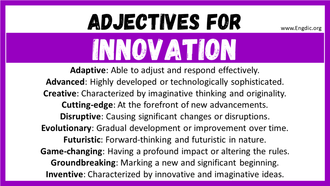 20+ Best Words to Describe Innovation, Adjectives for Innovation - EngDic
