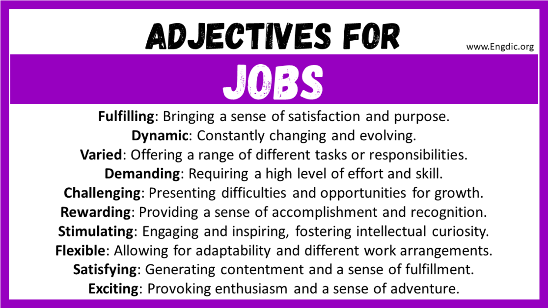 20+ Best Words to Describe Jobs, Adjectives for Jobs - EngDic 20+ Best Words to Describe Jobs, Adjectives for Jobs - EngDic