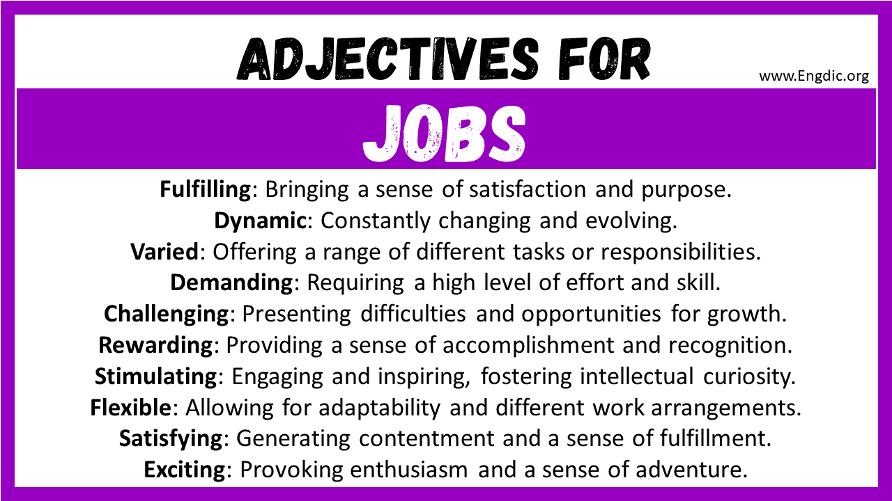 20+ Best Words to Describe Jobs, Adjectives for Jobs - EngDic
