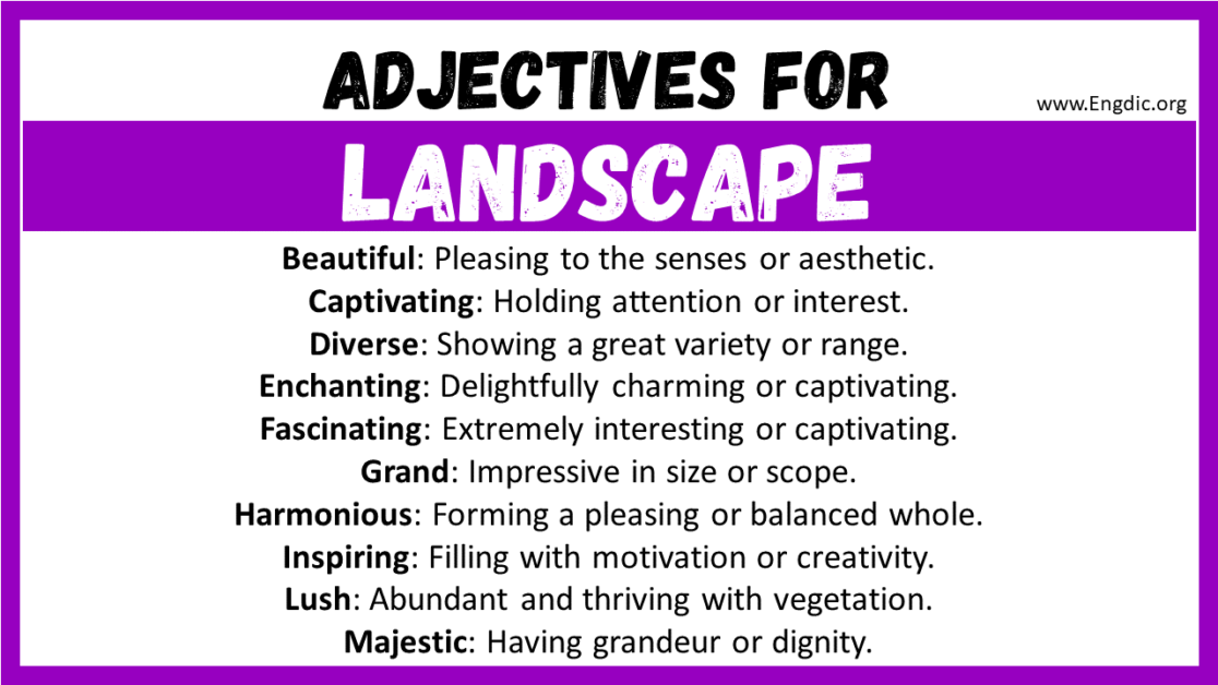 20+ Best Words to Describe Landscape, Adjectives for Landscape - EngDic