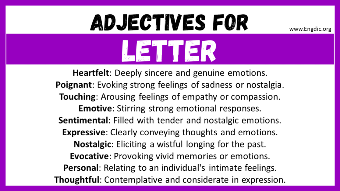 20+ Best Words to Describe Letter, Adjectives for Letter - EngDic