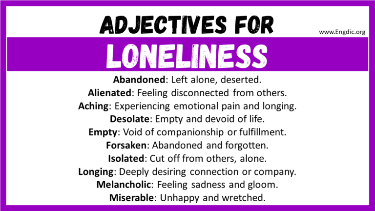 20+ Best Words to Describe Loneliness, Adjectives for Loneliness - EngDic