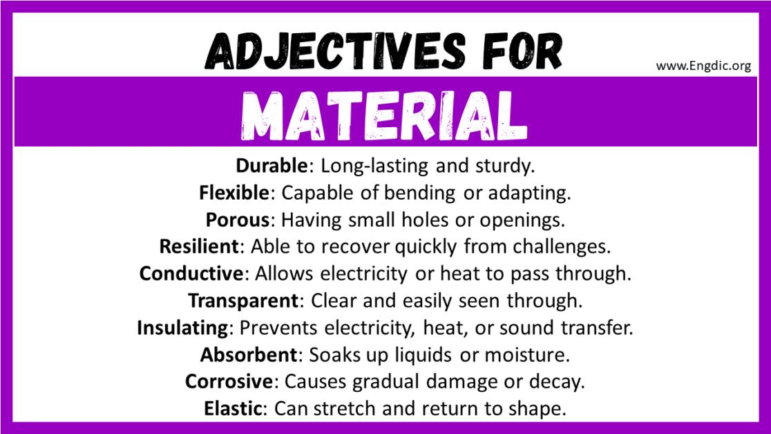 20+ Best Words to Describe Material, Adjectives for Material - EngDic