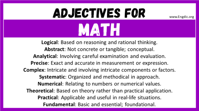 20+ Best Words to Describe Math, Adjectives for Math - EngDic