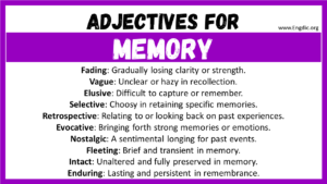 20+ Best Words to Describe Memory, Adjectives for Memory - EngDic