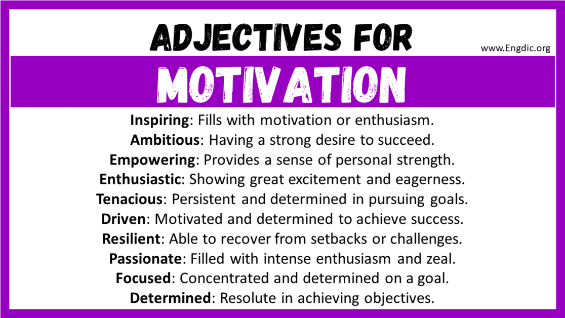 20+ Best Words to Describe a Motivation, Adjectives for Motivation - EngDic