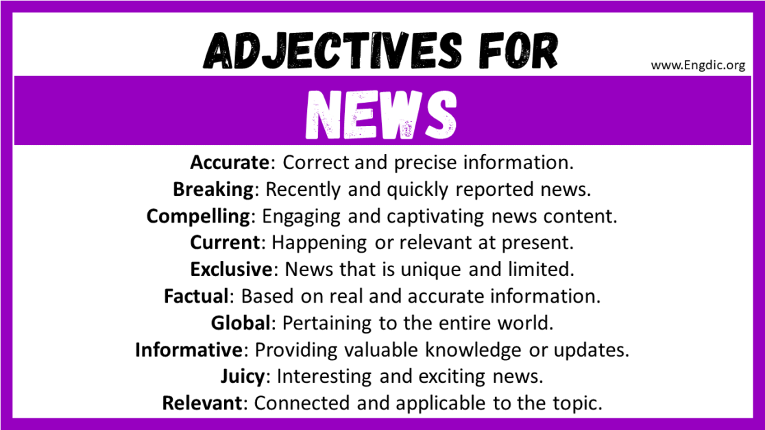 20+ Best Words to Describe News, Adjectives for News - EngDic