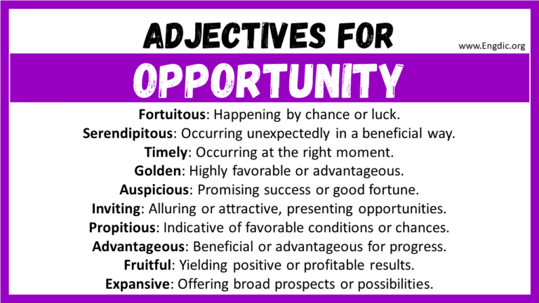 20+ Best Words to Describe Opportunity, Adjectives for Opportunity - EngDic