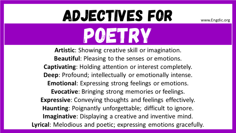 20+ Best Words to Describe Poetry, Adjectives for Poetry - EngDic