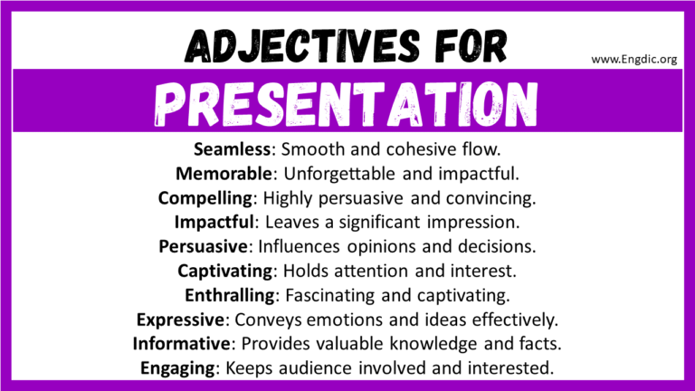 20+ Best Words to Describe Presentation, Adjectives for Presentation - EngDic