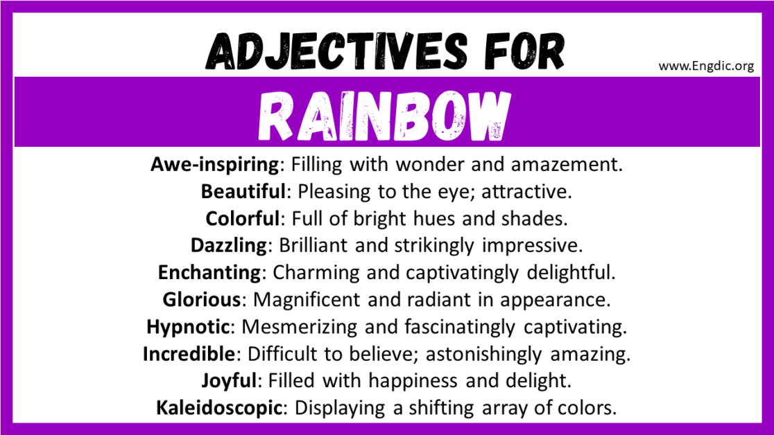 20+ Best Words to Describe Rainbow, Adjectives for Rainbow - EngDic