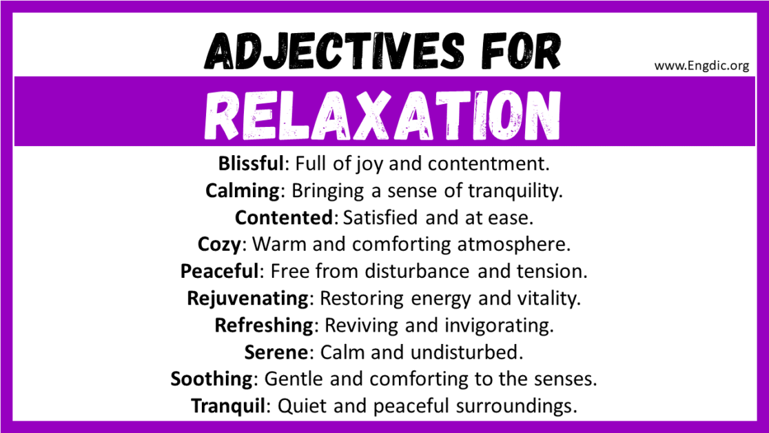 20+ Best Words to Describe Relaxation, Adjectives for Relaxation - EngDic
