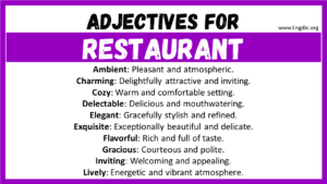 20+ Best Words to Describe Restaurant, Adjectives for Restaurant - EngDic