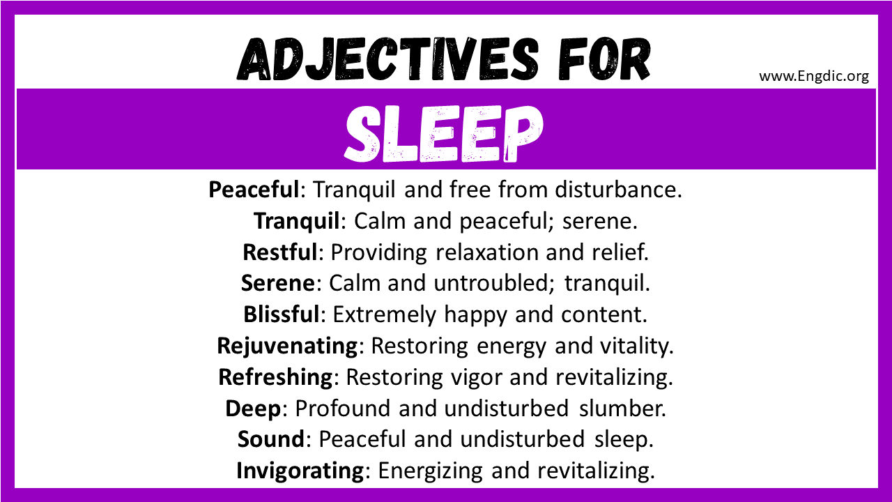 20+ Best Words to Describe Sleep, Adjectives for Sleep - EngDic