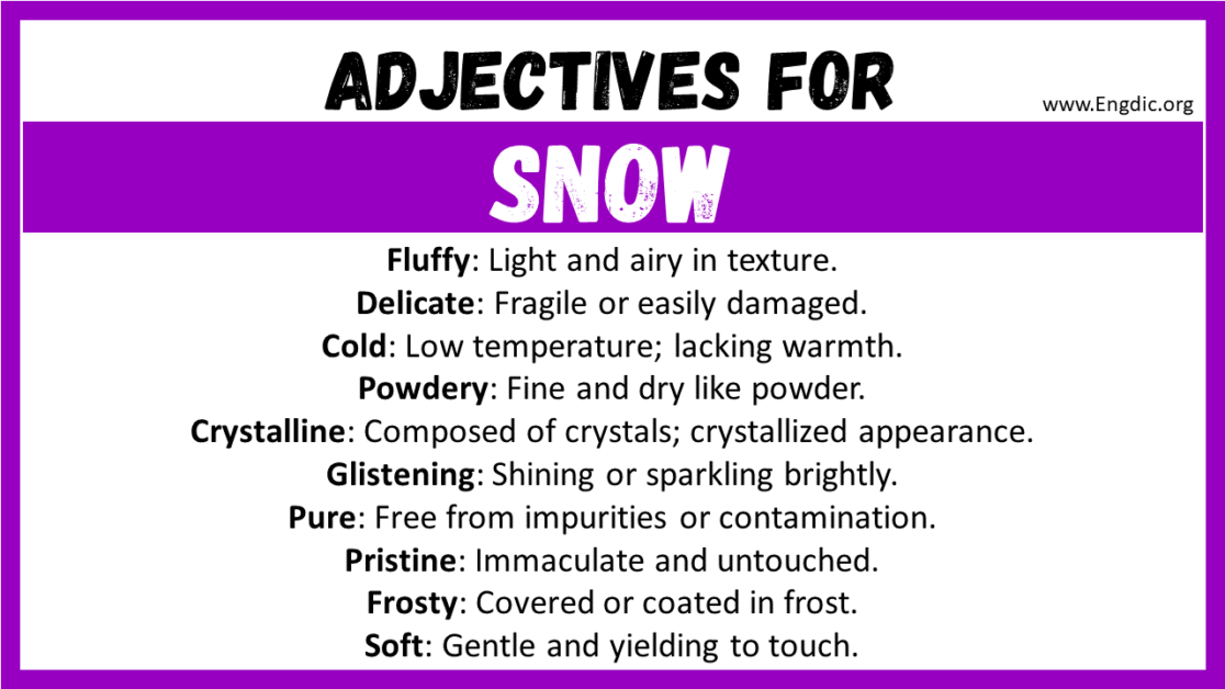 20+ Best Words to Describe Snow, Adjectives for Snow - EngDic