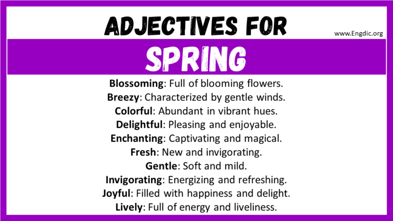 20+ Best Words to Describe Spring, Adjectives for Spring - EngDic