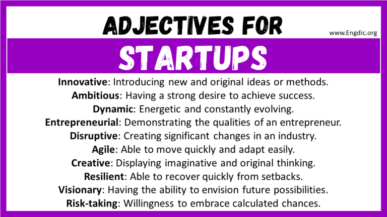 20+ Best Words to Describe Startups, Adjectives for Startups - EngDic