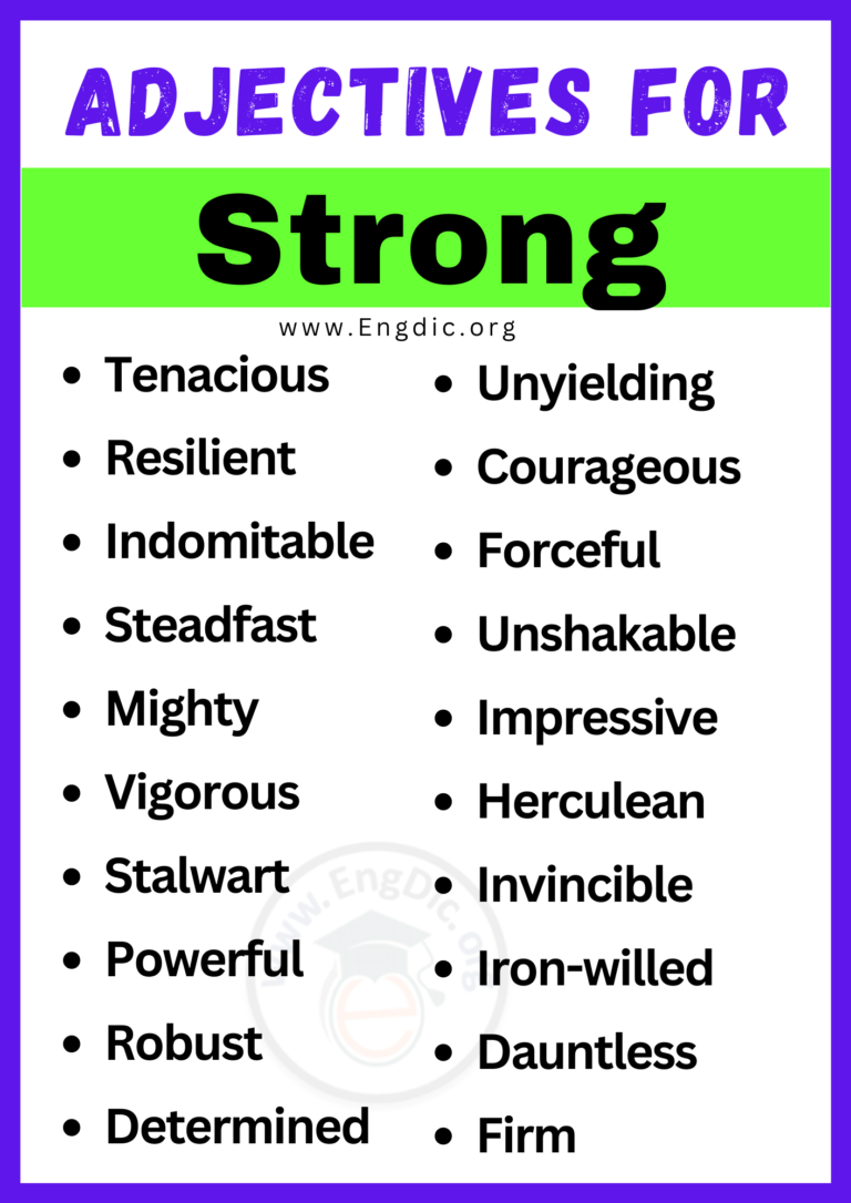 20+ Best Words to Describe a Strong, Adjectives for Strong - EngDic