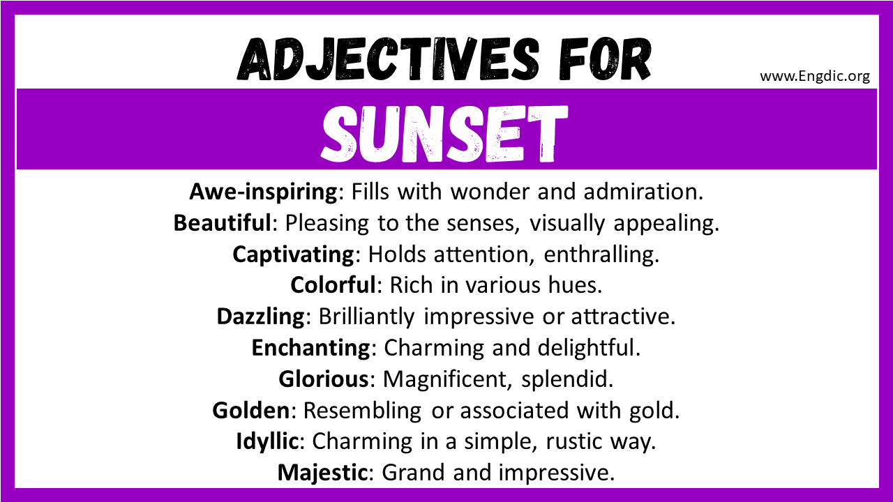 20 Best Words To Describe Sunset Adjectives For Sunset EngDic 20 Best Words To Describe Sunset Adjectives For Sunset EngDic