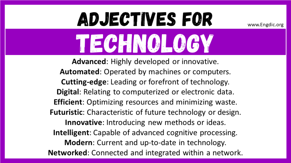 20+ Best Words to Describe Technology, Adjectives for Technology - EngDic