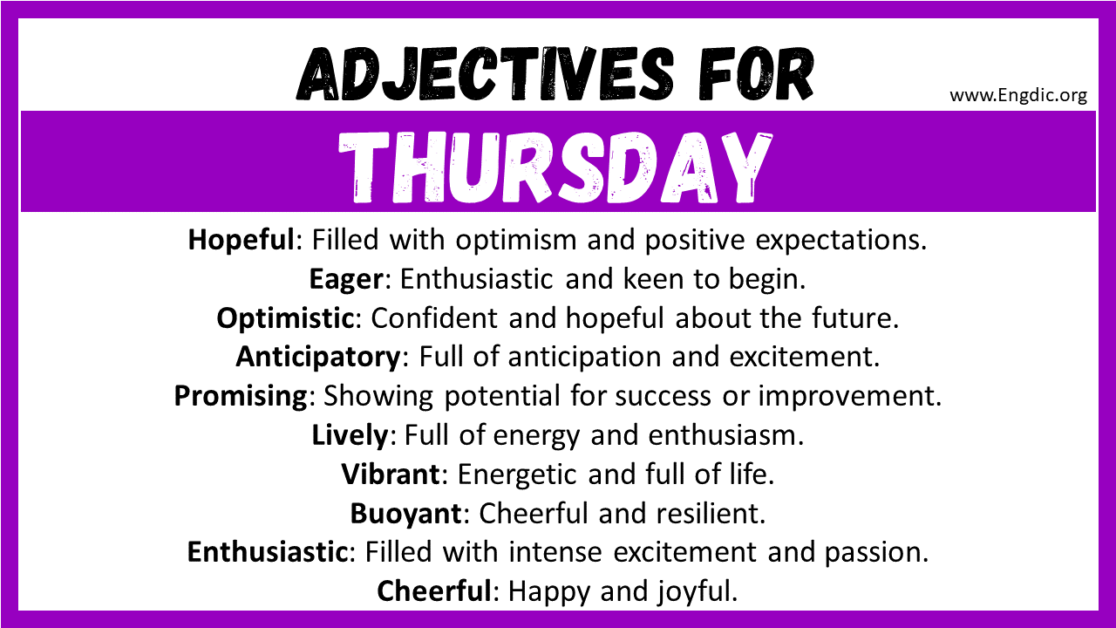20+ Best Words to Describe Thursday, Adjectives for Thursday - EngDic