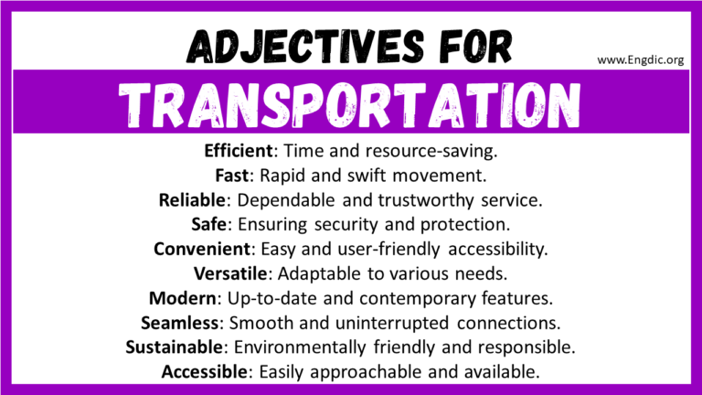 20+ Best Words to Describe Transportation, Adjectives for ...