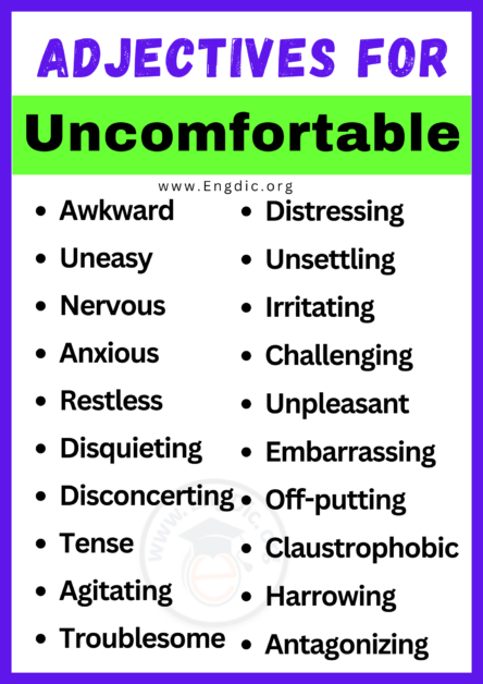 20+ Best Adjectives for Uncomfortable, Words to Describe a ...