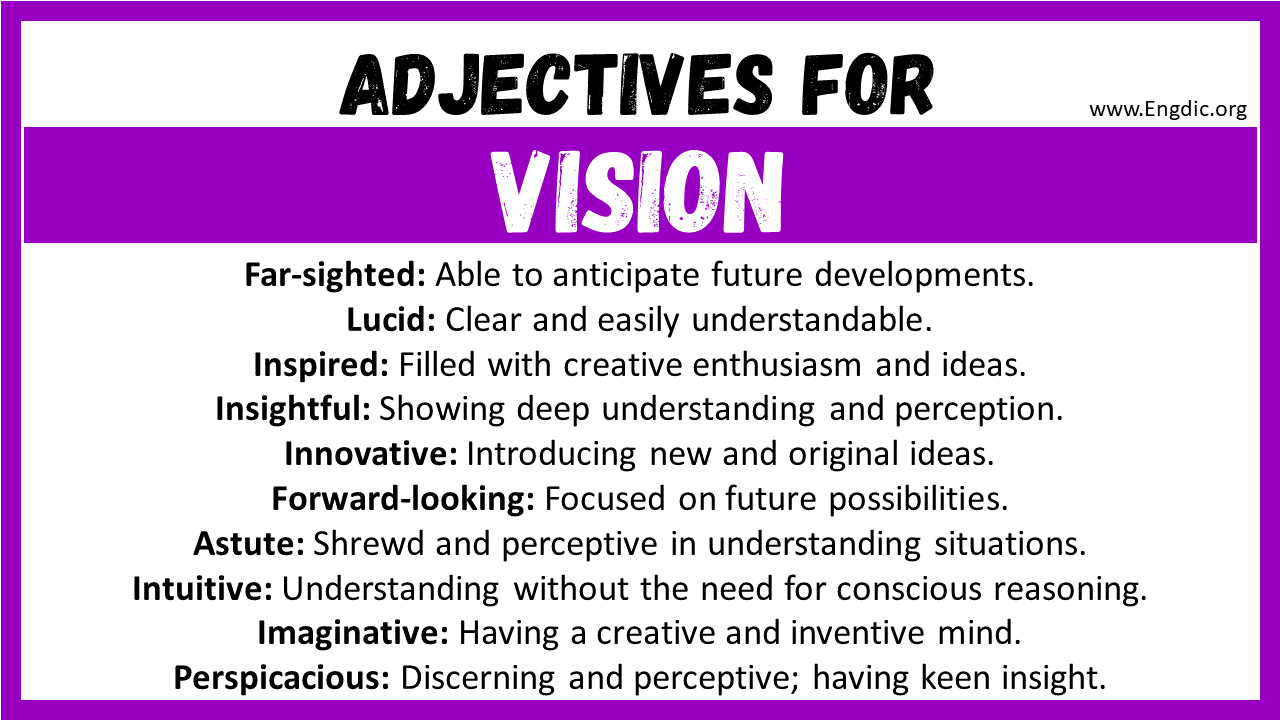 20+ Best Words to Describe Vision, Adjectives for Vision - EngDic