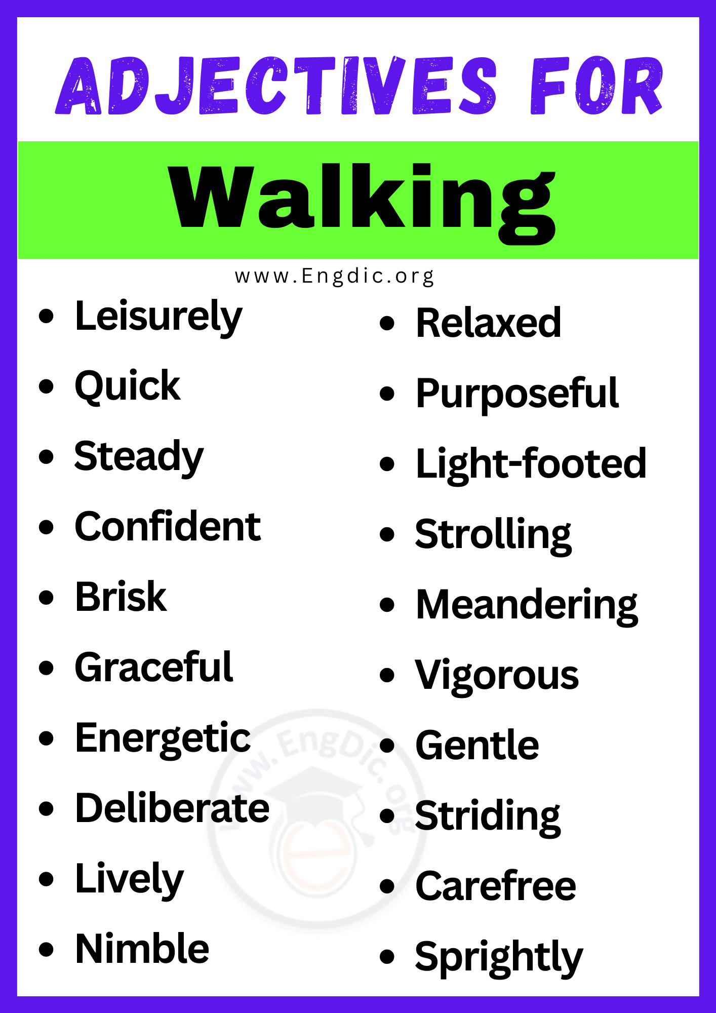 20+ Best Adjectives for Walking, Words to Describe a Walking - EngDic
