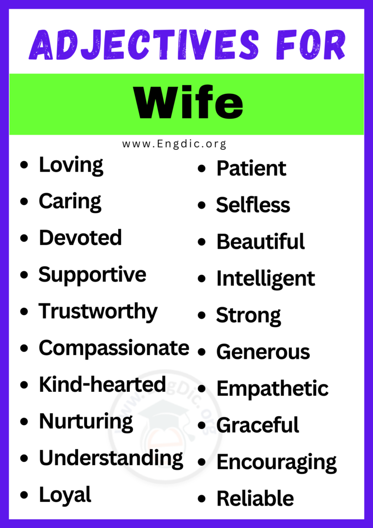 20+ Best Words to Describe a Wife, Adjectives for Wife - EngDic