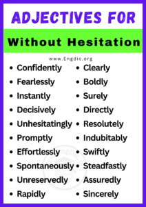 20+ Best Adjectives for Without Hesitation - EngDic