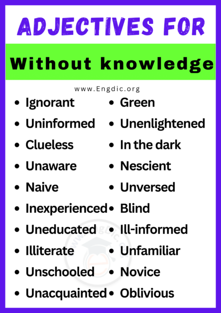 20+ Best Adjectives for Without Knowledge - EngDic