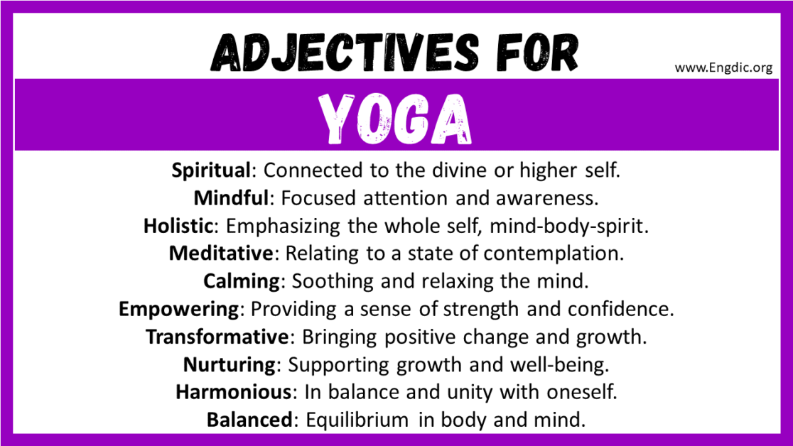 20+ Best Words to Describe Yoga, Adjectives for Yoga - EngDic