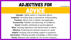20+ Best Words to Describe a Advice, Adjectives for Advice - EngDic