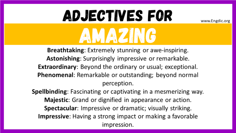 20+ Best Words to Describe a Amazing, Adjectives for Amazing - EngDic