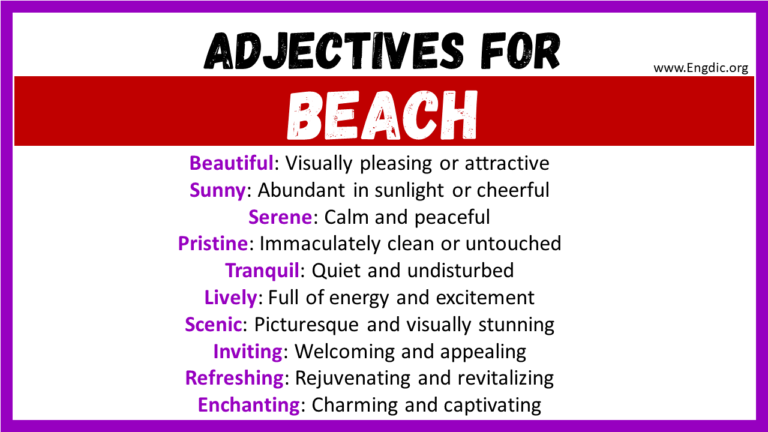 20+ Best Words to Describe Beach, Adjectives for Beach - EngDic