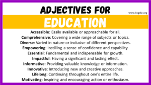20+ Best Words to Describe Education, Adjectives for Education - EngDic