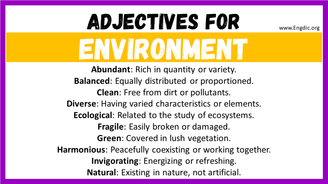20+ Best Words to Describe Environment, Adjectives for Environment - EngDic