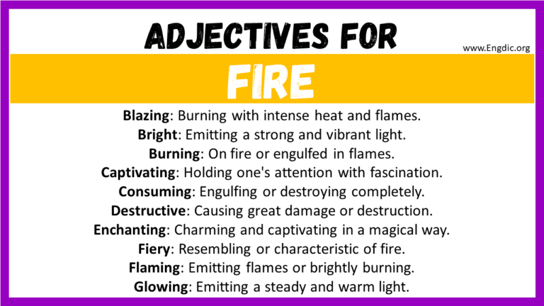 20+ Best Words to Describe Fire, Adjectives for Fire - EngDic