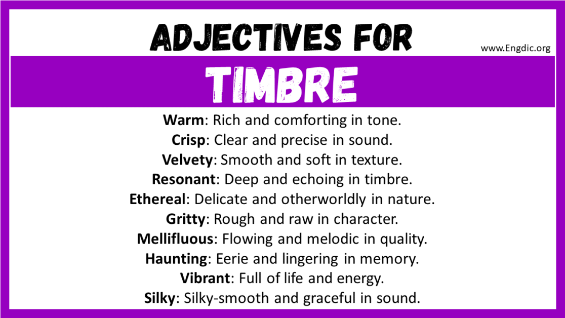 20+ Best Words to Describe a Timbre, Adjectives for Timbre - EngDic