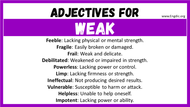 20+ Best Words to Describe a Weak, Adjectives for Weak - EngDic