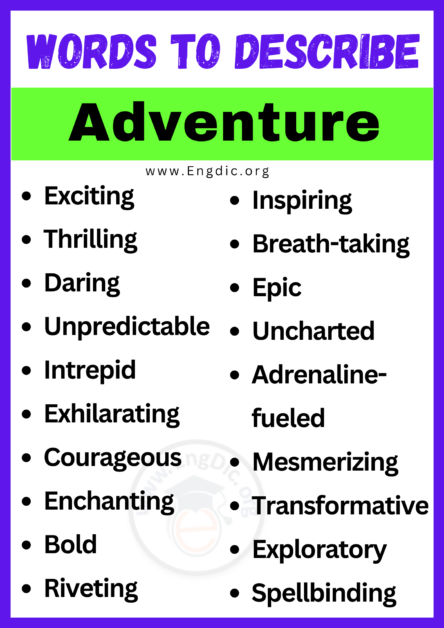 20+ Best Words to Describe Adventure, Adjectives for Adventure - EngDic