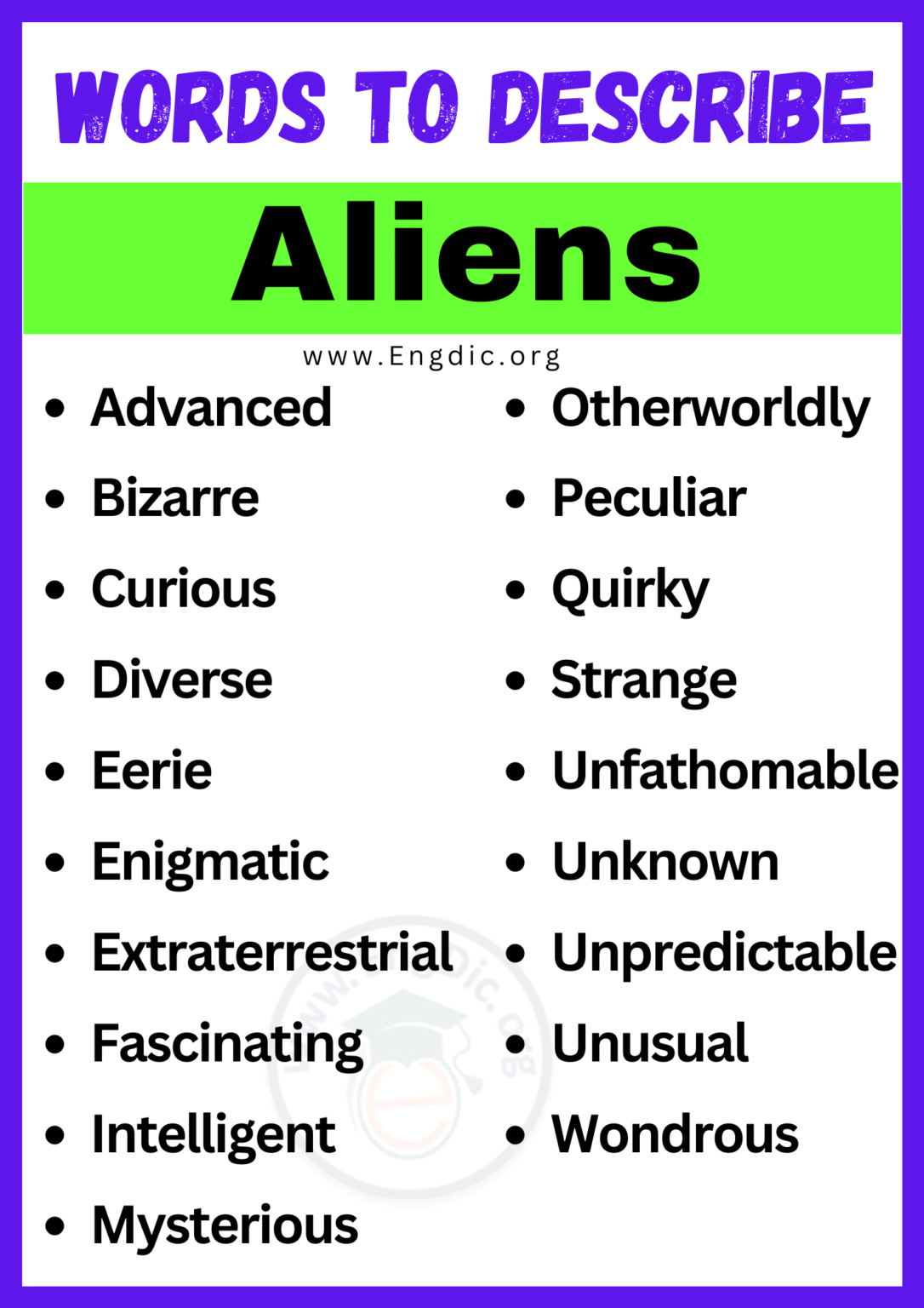 20+ Best Words to Describe Aliens, Adjectives for Aliens - EngDic