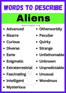 20+ Best Words to Describe Aliens, Adjectives for Aliens - EngDic