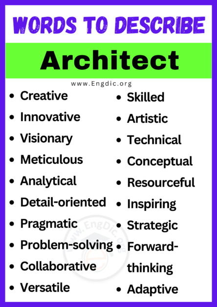 20+ Best Words to Describe Architect, Adjectives for Architect - EngDic