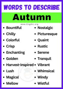 20+ Best Words to Describe Autumn, Adjectives for Autumn - EngDic